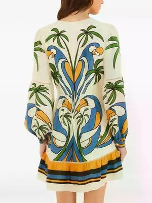 Farm Rio Tropical Graphic Mini Dress - Neutrals