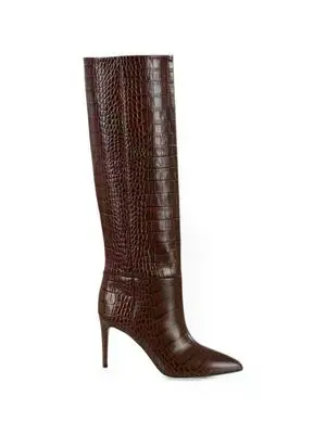 Paris Texas Croc-effect Pointed-toe Boots - Brown