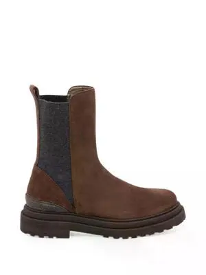 Brunello Cucinelli Panelled Monili-chain Boots - Brown
