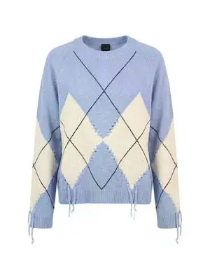 Pinko Argyle-pattern Tassel-detail Sweater - Blue