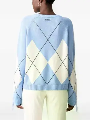 Pinko Argyle Intarsia Distressed Sweater