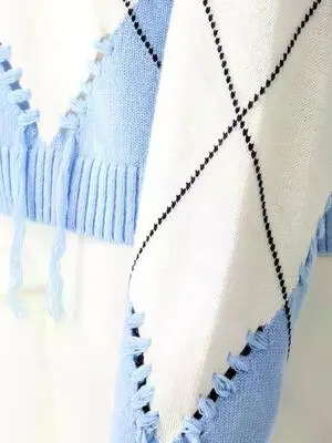 Pinko Argyle Intarsia Distressed Sweater