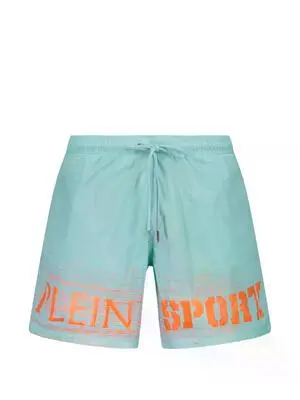 PLEIN SPORT Logo-print Drawstring Swim Shorts - Blue