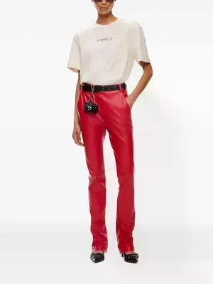 Pinko Logo-print Rhinestone-embellished T-shirt - Neutrals