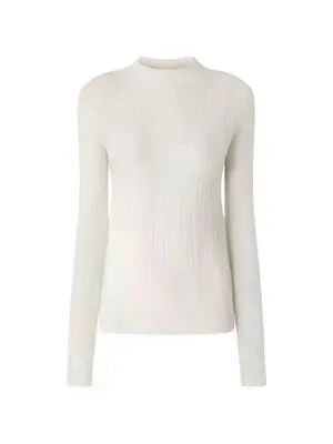 Pinko Ribbed Knit Long Sleeve Sweater - Neutrals