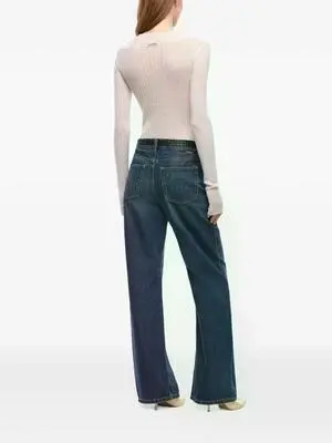 Pinko Ribbed Knit Long Sleeve Sweater - Neutrals