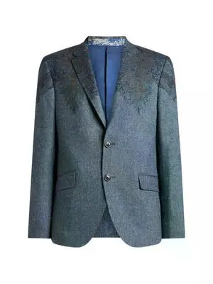 Etro Single-breasted Wool-blend Jacket With Placed Paisley Pochette Print