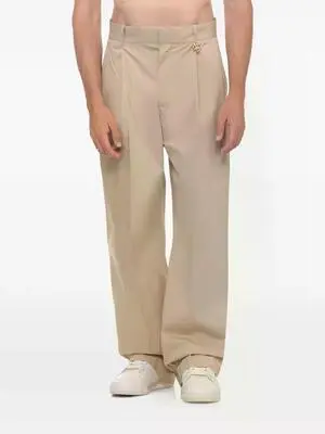 Casablanca Pleated Logo Plaque Wide-leg Trousers