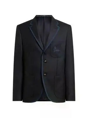 Etro Single-breasted Wool Jacket With Pegaso Logo