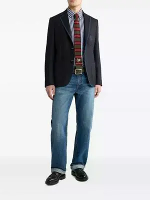 Etro Single-breasted Wool Jacket With Pegaso Logo
