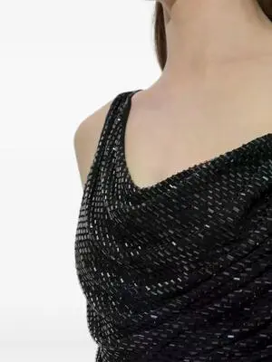 SELF-PORTRAIT Bead-embellished Cowl-neck Maxi Dress