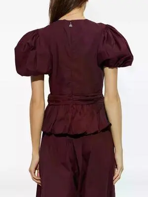 ROTATE BY BIRGER CHRISTENSEN Puff-sleeve Peplum Blouse