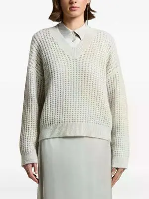 Peserico Waffle Knit V-neck Sweater - Grey