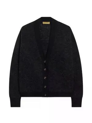 Momoni Pra Bouclé-knit Ribbed-trim Cardigan - Black
