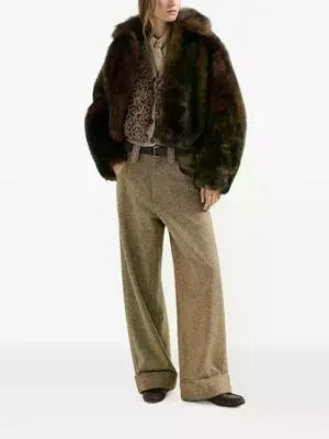 Brunello Cucinelli Soft-shearling Outerwear Jacket With Shiny Zipper Pull