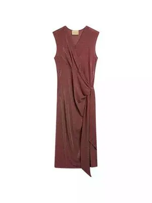 Momoni Roca Draped V-neck Sleeveless Midi Dress