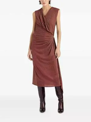 Momoni Roca Draped V-neck Sleeveless Midi Dress