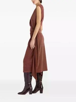 Momoni Roca Draped V-neck Sleeveless Midi Dress
