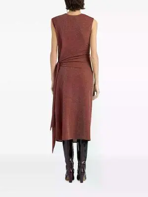 Momoni Roca Draped V-neck Sleeveless Midi Dress