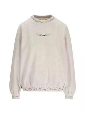 Chloé Floral-embroidered Logo-print Sweater