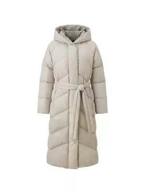 MOORER Belted Hooded Puffer Coat - Neutrals