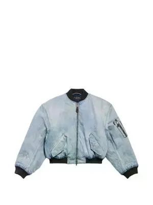 Balenciaga Faded-effect Denim Bomber Jacket - Blue