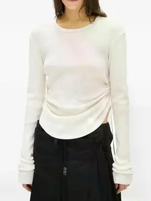 ANN DEMEULEMEESTER Dot Wrinkled Long-sleeve T-shirt - White