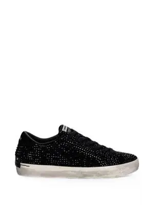 CRIME LONDON Distressed Crystal-embellished Sneakers - Black