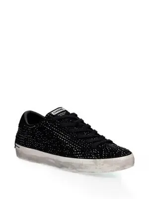 CRIME LONDON Distressed Crystal-embellished Sneakers