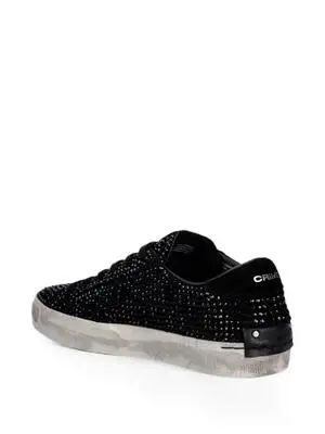 CRIME LONDON Distressed Crystal-embellished Sneakers