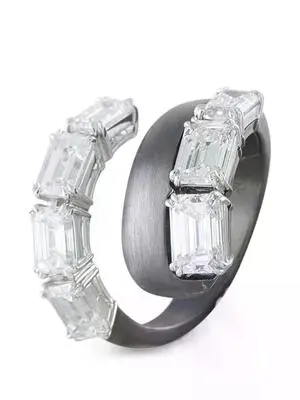 Nikos Koulis Emerald-cut Diamond Wrapped Design Ring In 18k White Gold - Black