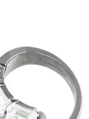 Nikos Koulis Emerald-cut Diamond Wrapped Design Ring In 18k White Gold