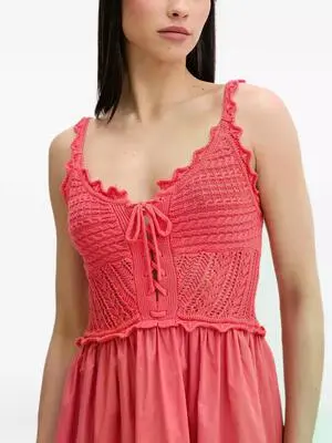 Liu Jo Crochet-knit Lace-up Midi Dress