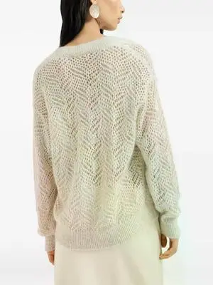 Brunello Cucinelli Dazzling Abstract-leaf Sweater In Mohair And Wool