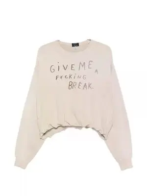 R13 Give Me A Break Baloon Cotton Sweatshirt - Neutrals