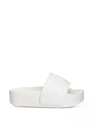 Liu Jo Logo-embossed Platform Slides - White