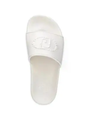 Liu Jo Logo-embossed Platform Slides - White