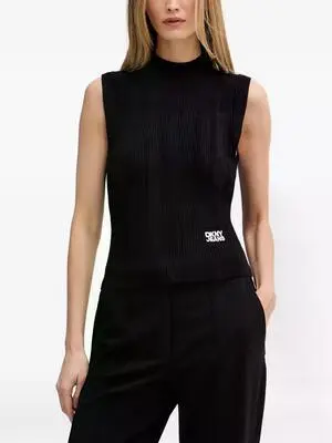 Dkny Ribbed-knit Logo-patch Top