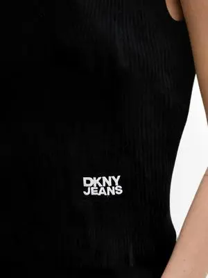 Dkny Ribbed-knit Logo-patch Top