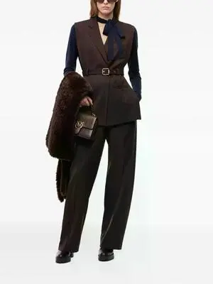 Pinko Belted Sleeveless Jacket - Brown