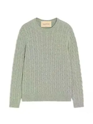 Valentino Garavani Cable-knit Wool Sweater With Vlogo - Green