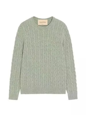 Valentino Garavani Cable-knit Wool Sweater With Vlogo - Green