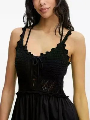 Liu Jo Crochet Lace-up Midi Dress - Black