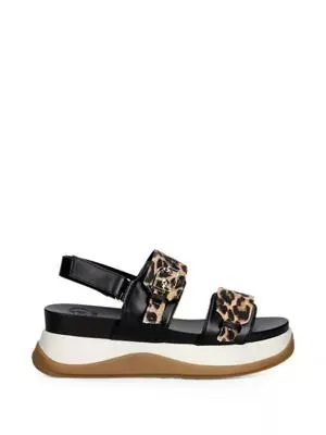 Liu Jo Leopard-print Logo-plaque Sandals - Black
