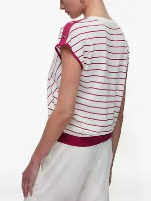 Liu Jo Striped Chevron-knit V-neck Sweater - White