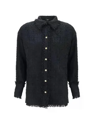 Balmain Fringed Tweed Jacket - Black