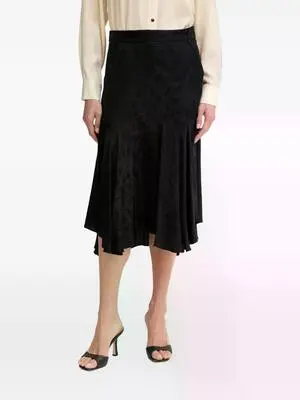 Pinko Floral-jacquard Asymmetric Midi Skirt - Black