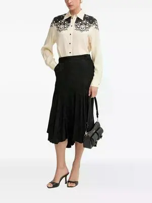 Pinko Floral-jacquard Asymmetric Midi Skirt
