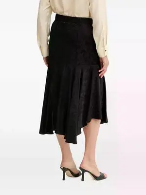 Pinko Floral-jacquard Asymmetric Midi Skirt
