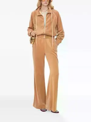 Chloé Logo Embroidered Velvet Quarter Zip Sweater - Orange